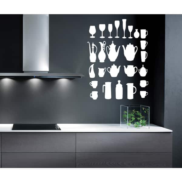 Kitchen a restaurant coffee bar dishes Wall Art Sticker Decal White ...