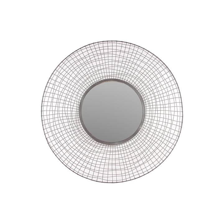Circle Shaped Designed With Wire Meshed Metal Mirror - Overstock - 11827952