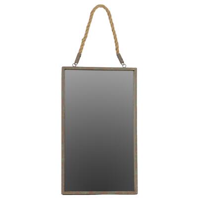 Rectangular Metal Mirror Attached With Sturdy Jute Rope Handle ...