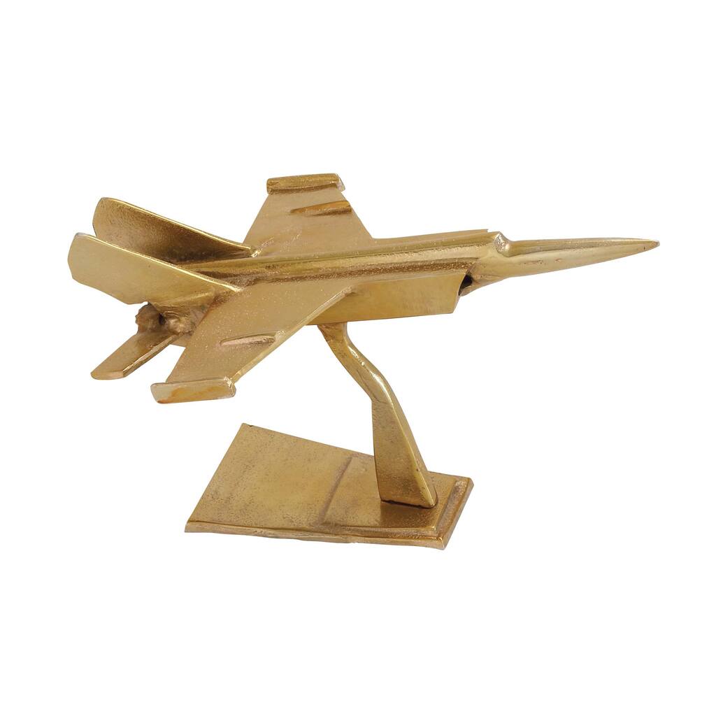Golden Shiny Styled Aluminum Fighter Jet - Overstock - 11828332