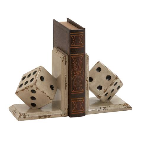 Classy And Unique Wood Dice Bookend Polyresin - Overstock - 11828497