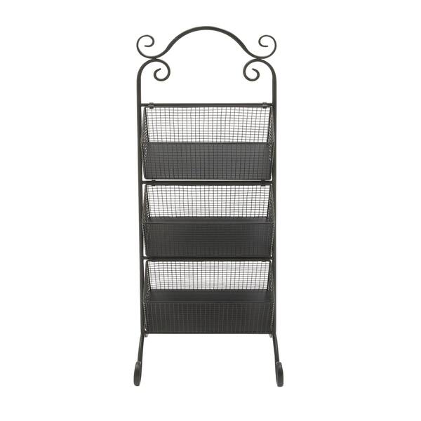 Traditional 42 x 16 Inch 3-Tier Black Metal Rack by Studio 350 - Bed ...