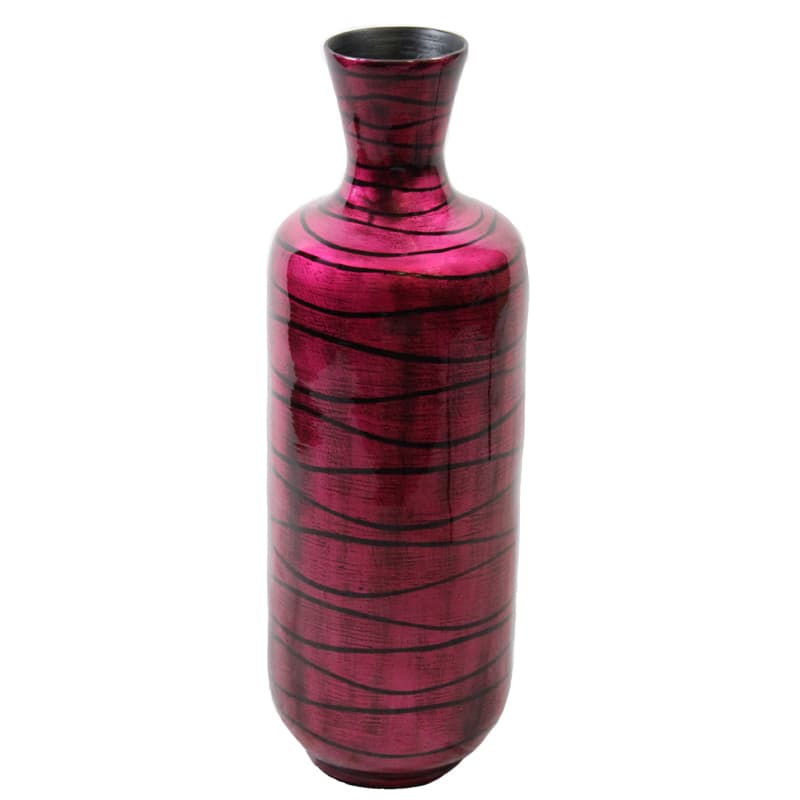 Eye-Catching Magenta Lacquer Bamboo Vase By Entrada - Overstock - 11832698