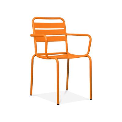 Paris Orange Metal Set of 4 Stackable Arm Chairs - Overstock - 11833167