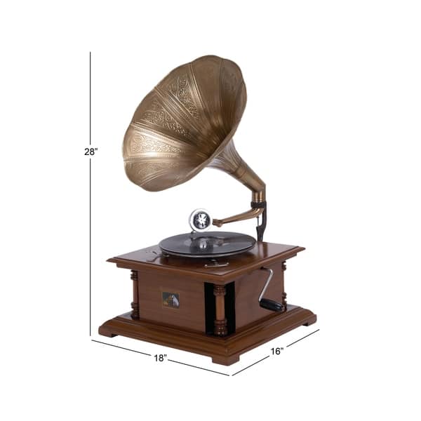 Copper Wood Functional Gramophone with Record - 18L x 16W x 28H - Bed ...