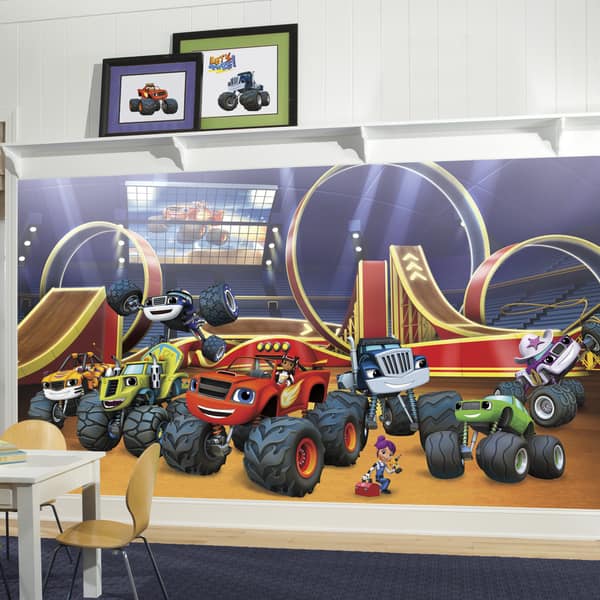 Blaze XL Blue, Red, and Black 6-foot x 10.5-foot Chair Rail Prepasted ...