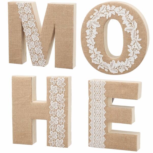 Set of Four 10-inch x 8-inch x 2-inch Home Lettering Wall Decor - Bed ...