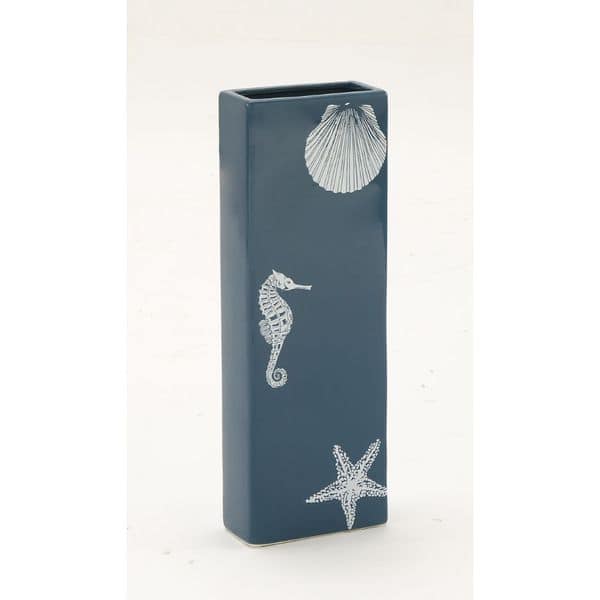 Blue Ceramic Rectangular Vase - Bed Bath & Beyond - 11842284