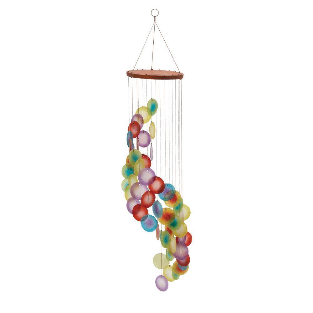 Multicolor Capiz Shell Round Rainbow Wind Chime - Overstock - 11842659