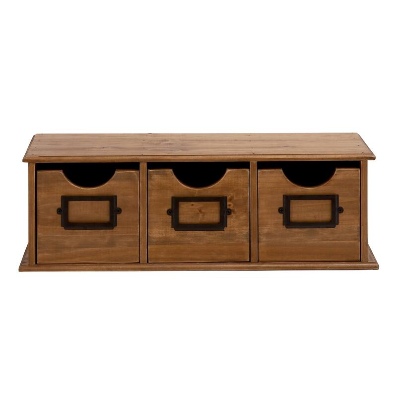 Natural Finish Wood 3-drawer Tabletop File Cabinet - Overstock - 11844794