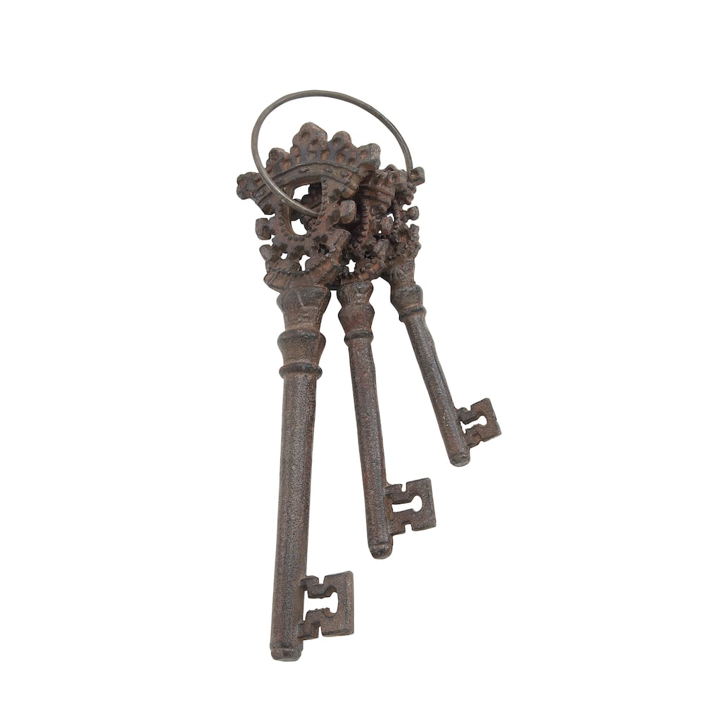 Distressed Grey Metal Keys on Ring - Overstock - 11846124