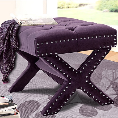 Shop Chic Home Neil Button Tufted With Silver Nailhead Trim X Leg