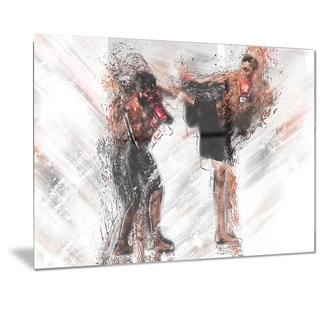 Designart 'Kick Boxing Side Kick Metal Wall Art - Bed Bath & Beyond ...