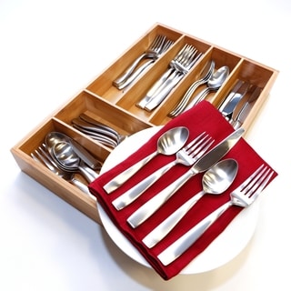 Oneida Everdine Stainless Steel 65-Piece Flatware Set with Bamboo ...