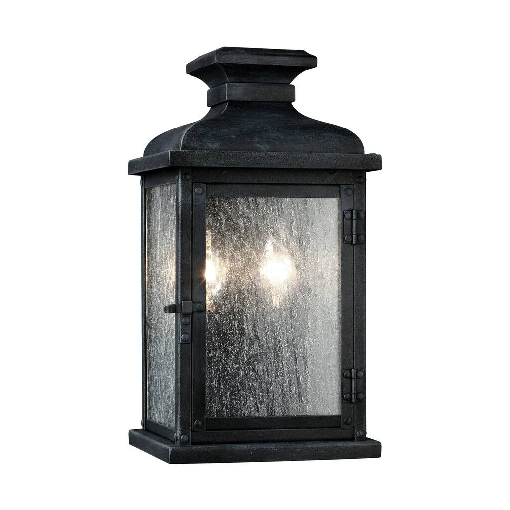 Feiss 2 - Light Outdoor Sconce, Dark Weathered Zinc - Overstock - 11856011