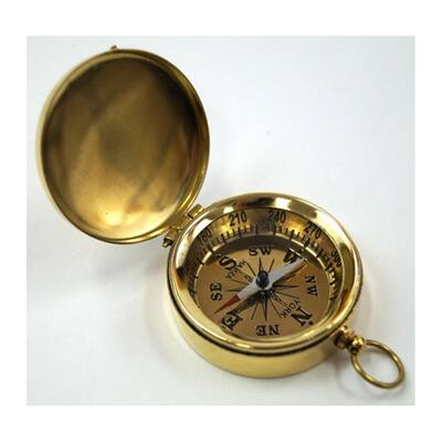 Goldtone Brass Pocket Compass With Lid - Overstock - 11857677
