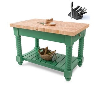 John Boos 54x32 Tuscan Isle Clover Green Butcher Block Table ...