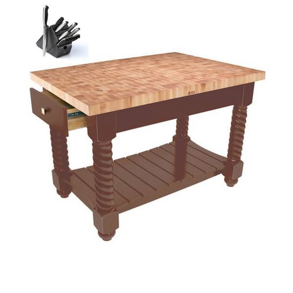 John Boos 54x32 Walnut Brown Wood Isle Table TUSI5432225EG-WS with ...