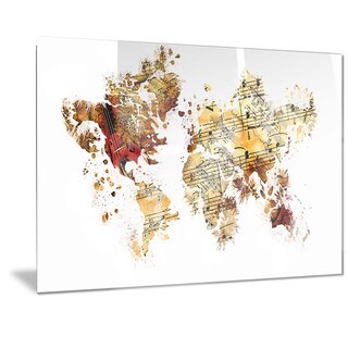 Designart 'Brown and Beige' Map Metal Wall Art - Bed Bath & Beyond ...