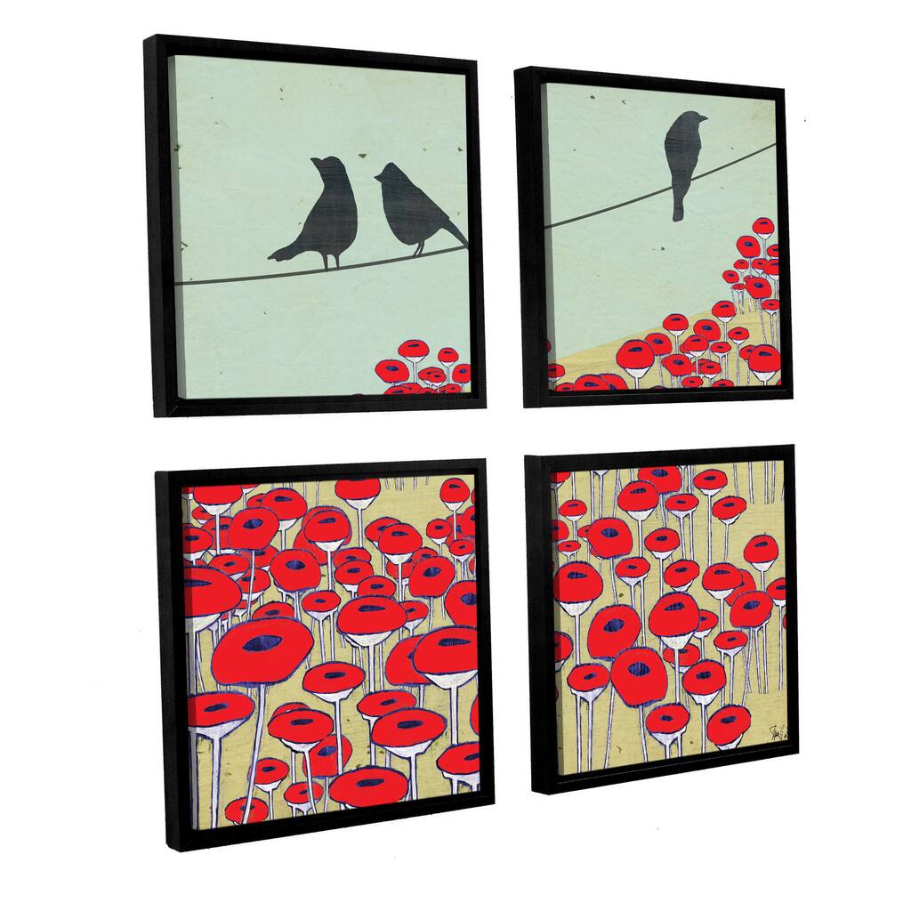Shanni Welsh's Bird On A Wire I, 4-piece Floater Framed Canvas Sqare ...