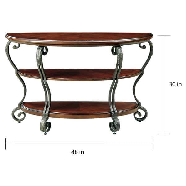 Raiz Traditional Cherry 48-inch Metal 2-Shelf Console Table by ...