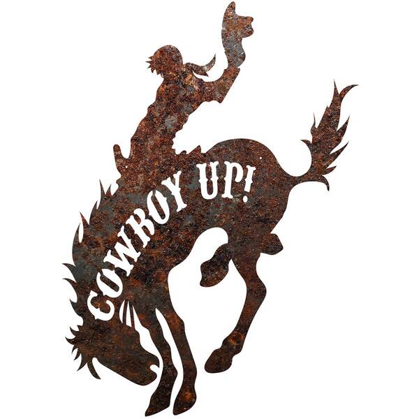 Rustic Metal Bronco 'Cowboy Up' Sign' Wall Decor - Bed Bath & Beyond ...