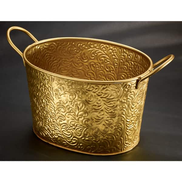 Gold Metal Vine Tub with Metal Handles - Bed Bath & Beyond - 11883973