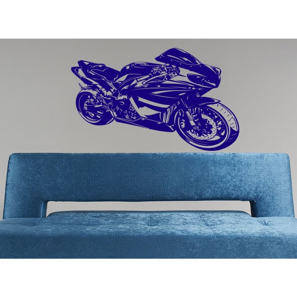 Sport bike Wall Art Sticker Decal Blue - Bed Bath & Beyond - 11886037