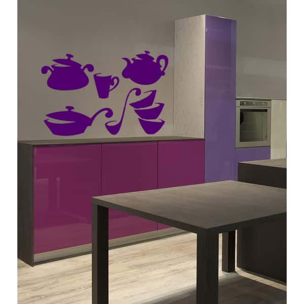 Pots and pans Wall Art Sticker Decal Purple - Bed Bath & Beyond - 11886050