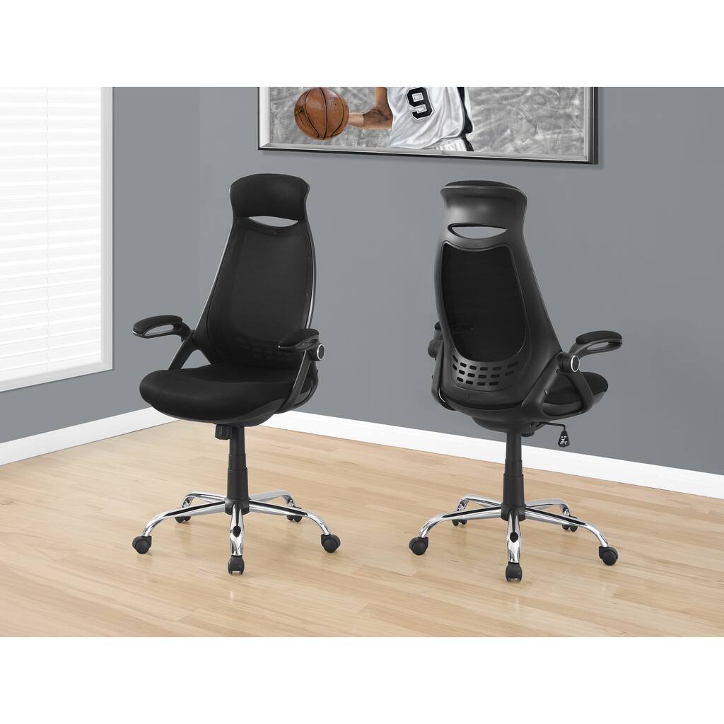 Black Mesh and Chrome High-back Executive Office Chair - Overstock ...