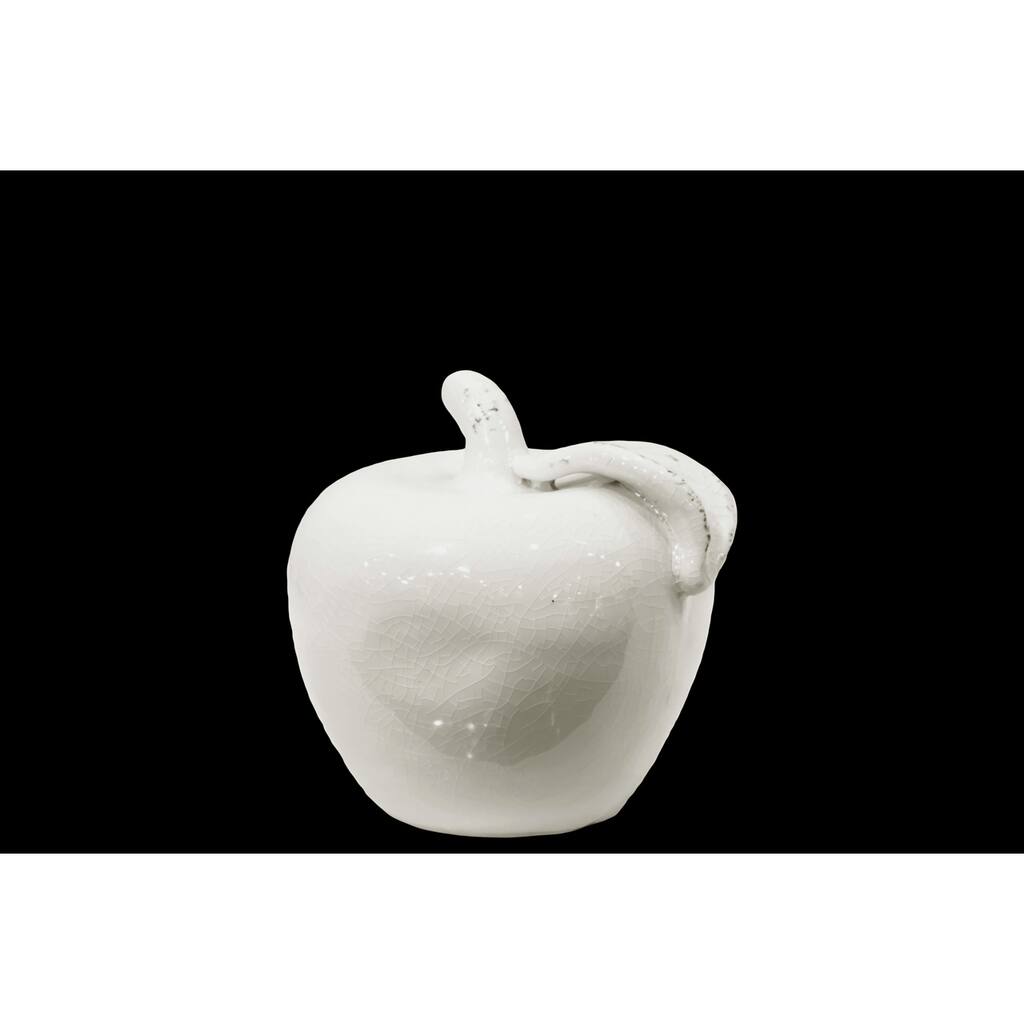 White Gloss Ceramic Apple Figurine - Overstock - 11892768