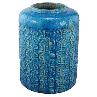 Classic Blue Ceramic 13-inch x 18-inch Vase - Bed Bath & Beyond - 11903665