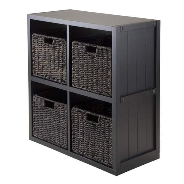 5-Pc Wainscoting Panel Shelf 2 x 2 Cube with 4 Foldable Baskets - Bed ...