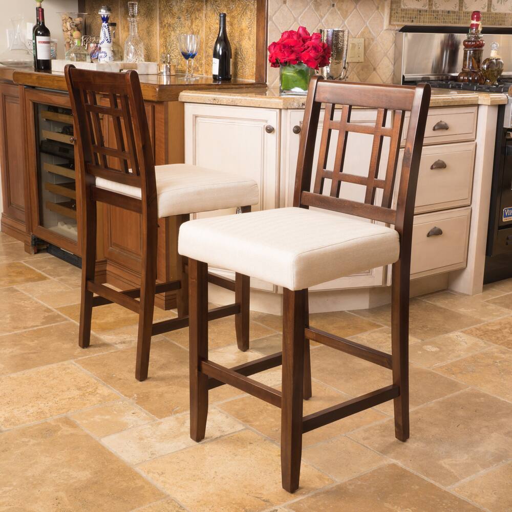 Nadia Acacia 26-inch Wood Counter Stool (Set of 2) by Christopher ...