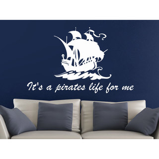 Quotes It's a pirates life for me Wall Art Sticker Decal White - Bed ...