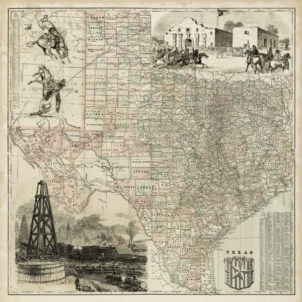 Benjamin Parker 'Texas Map' 48-inch Canvas Wall Art - Bed Bath & Beyond ...