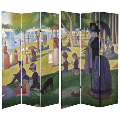 Double Sided Works of Seurat 6-foot Tall Canvas Room Divider - Overstock - 11935609