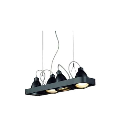 SLV Lighting Aixlight R2 Long Black Aluminum 4-Light Halogen Pendant ...
