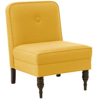 angelo:HOME French Yellow Upholstered Button Accent Chair With Espresso ...