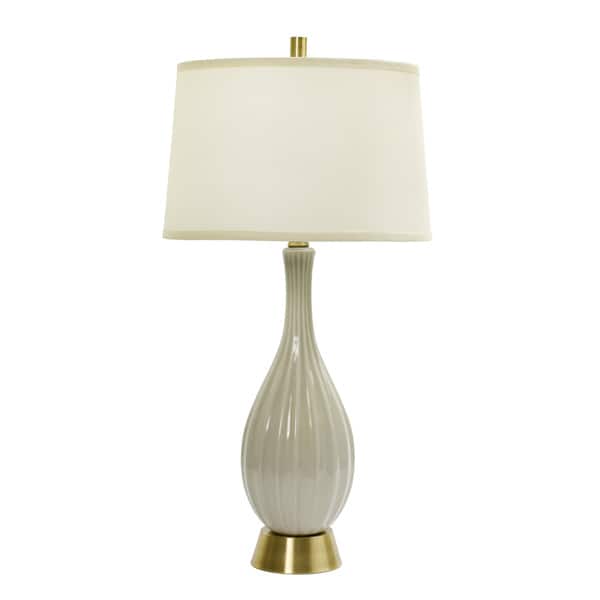 32-inch Coventry Grey, Silver Ceramic Table Lamp w/Ripple Design - Bed ...