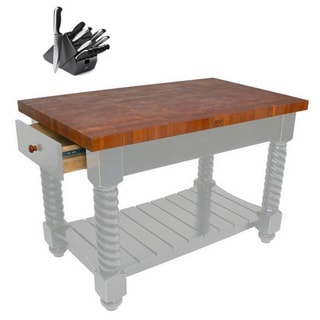 John Boos 54x32 Cherry Tuscan Isle Butcher Block Grey Table CHY ...