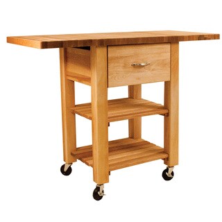 Deep Drawer Honey Wood Double Drop Leaf Cart - Bed Bath & Beyond - 11960215