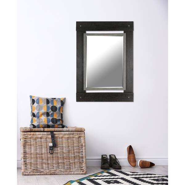 Hobbitholeco. 30x43 Black + Grey Wash Beveled Mirror (Inner mirror ...