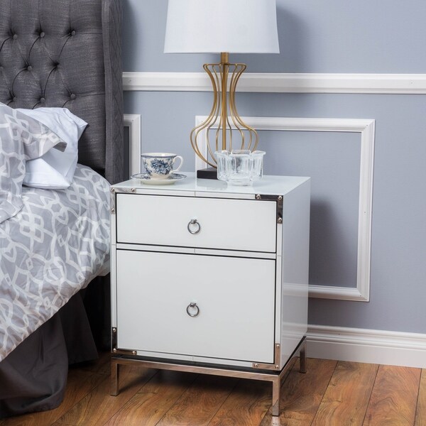 Christopher knight mirrored nightstand store