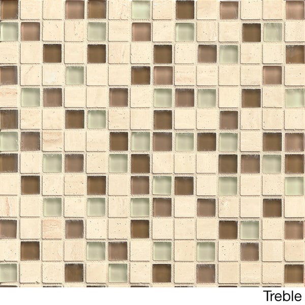Brown Glass/Stone 12-inch x 12-inch Mosaic Blend Duet Tiles (Box of 10 ...