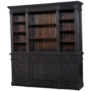Bramble Co. Roosevelt Estate Black Heavy Distressed Mahogany Bookcase ...