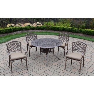 5-piece Dining Set with 48-inch Table and 4 cushioned Stackable Chairs ...