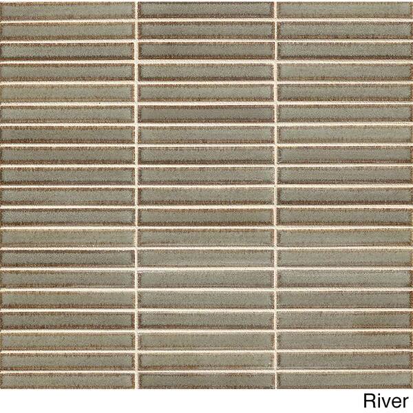 Shizen Collection Brown/Cream Porcelain 12-inch x 12-inch Mosaic Tile ...