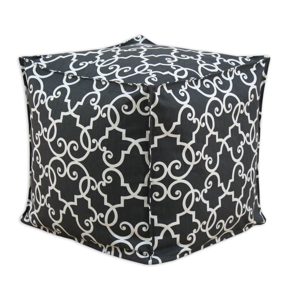 Woburn Slate Cotton 17-inch Square Seamed Beads Hassock - Overstock ...