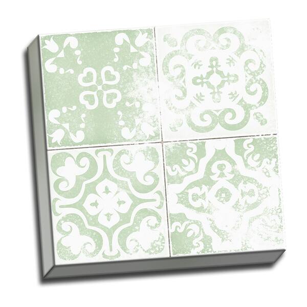Patchwork Tiles Distressed Green 4 Canvas Artwork - Bed Bath & Beyond ...